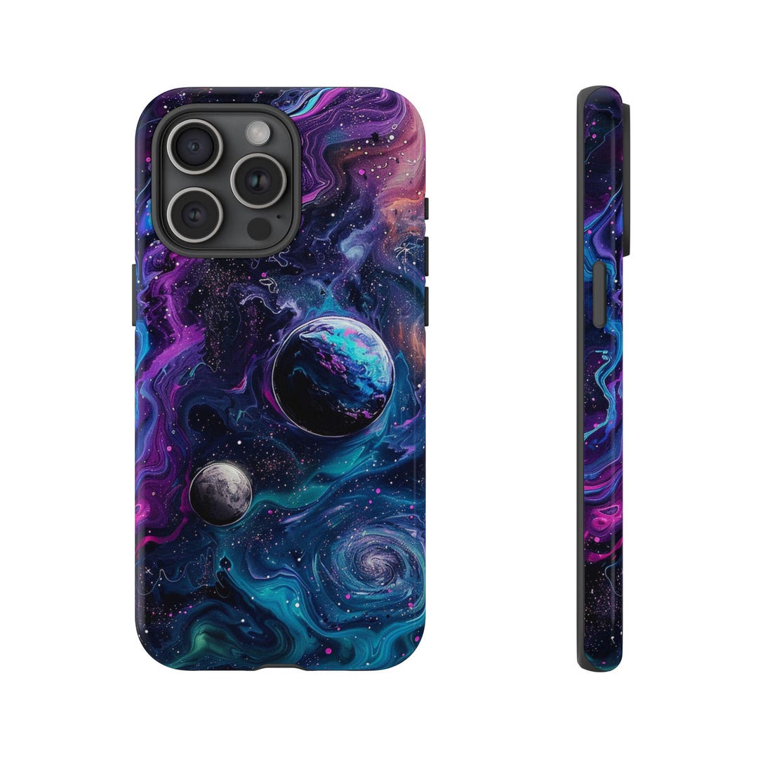 Purple Hydrodip Planets Phone Case, Cosmos Hydro Dipped Cover, Blue ...