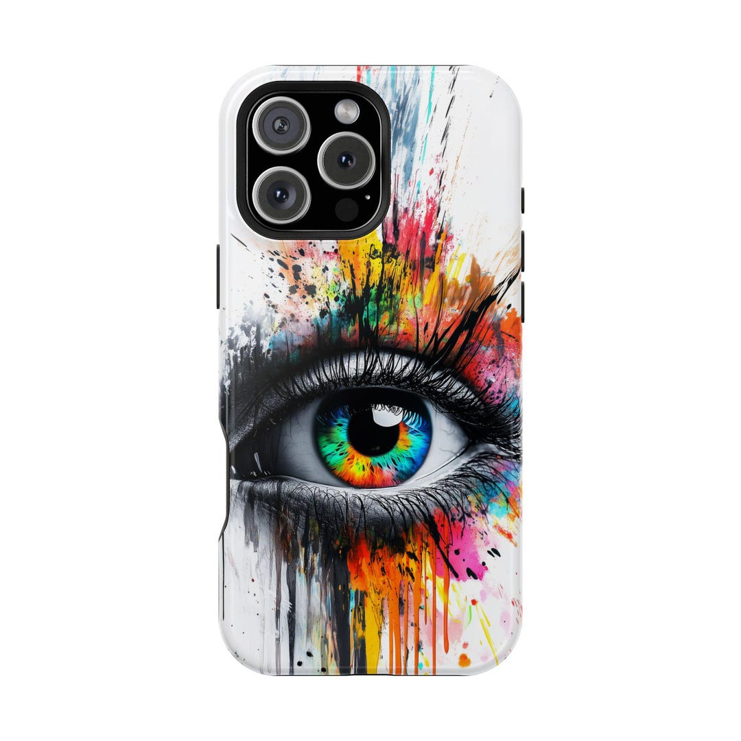Surreal Eye Graffiti Paint Drip Phone Case for iPhone 16 16e 15 14 13 ...