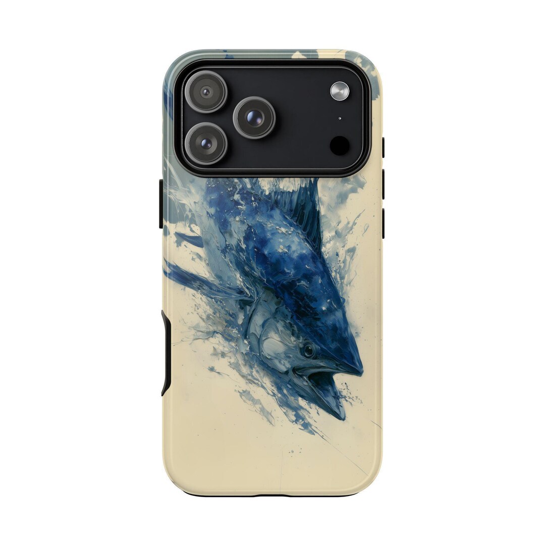 Phone Ink - Custom Case - Blue Fin Tuna Abstract Beige Fish - Etsy