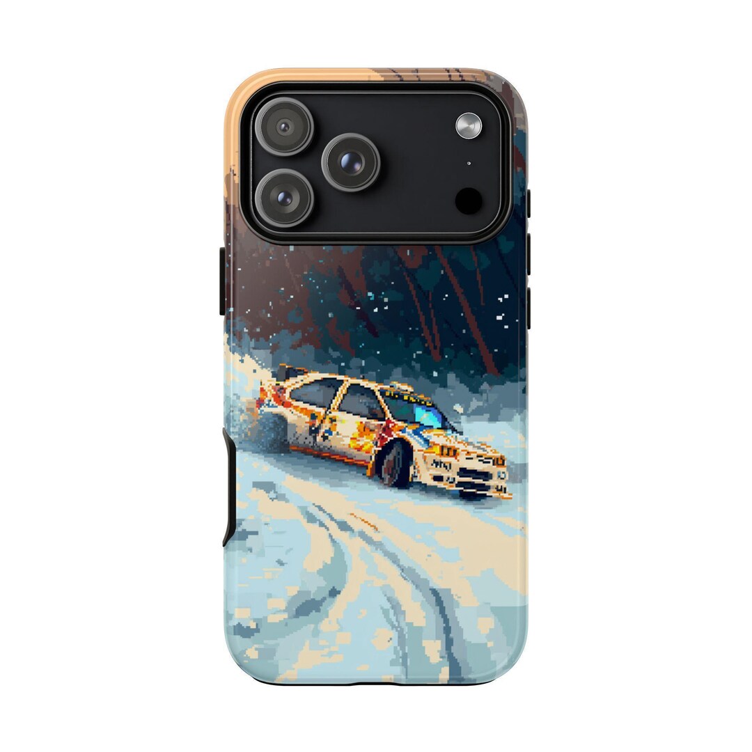 Pixelated Snow Drifting Rally Car Custom Cover Phone Case for iPhone ...