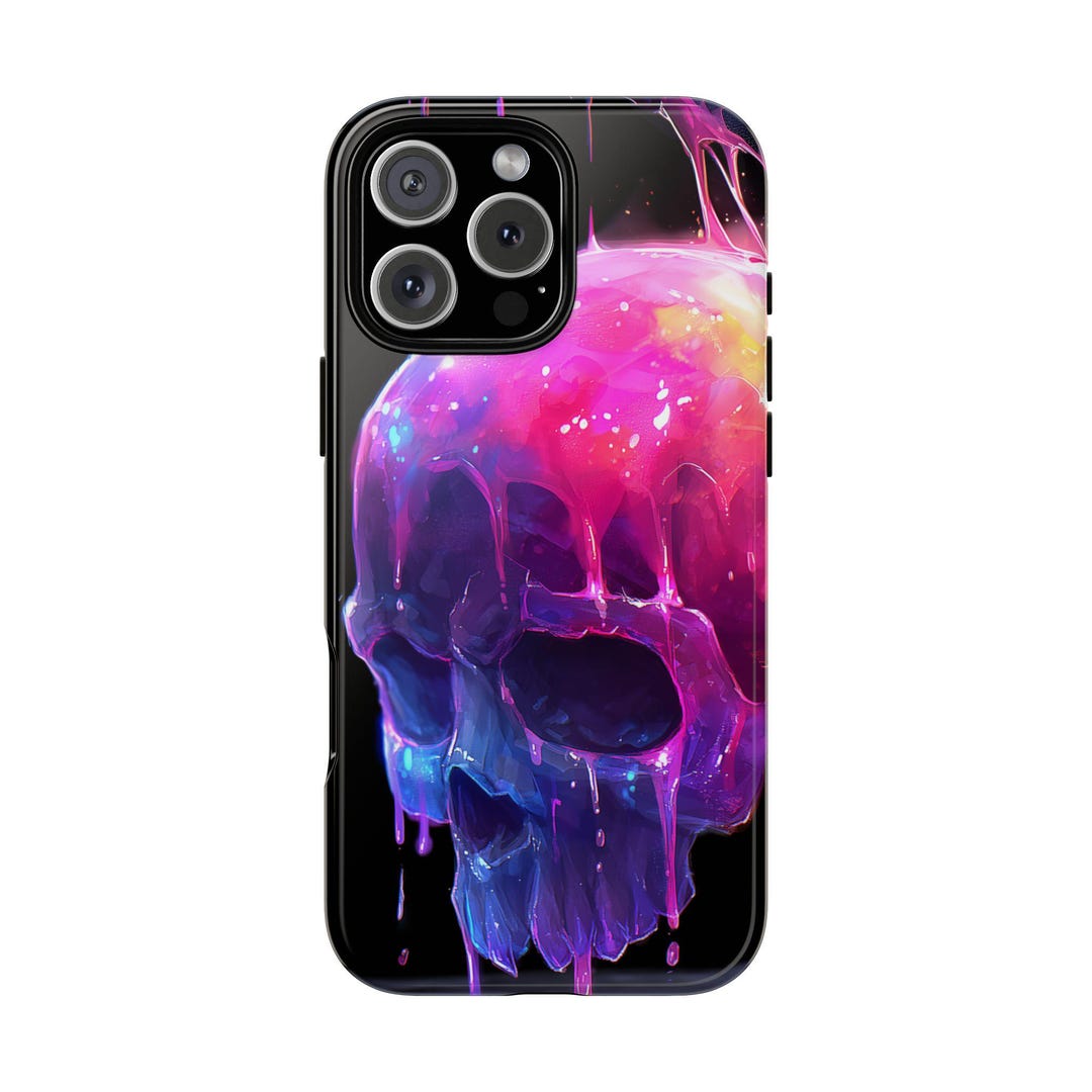 Lifetime Warranty - Melting Neon Skull Pink Purple Abstract Liquid Drip ...