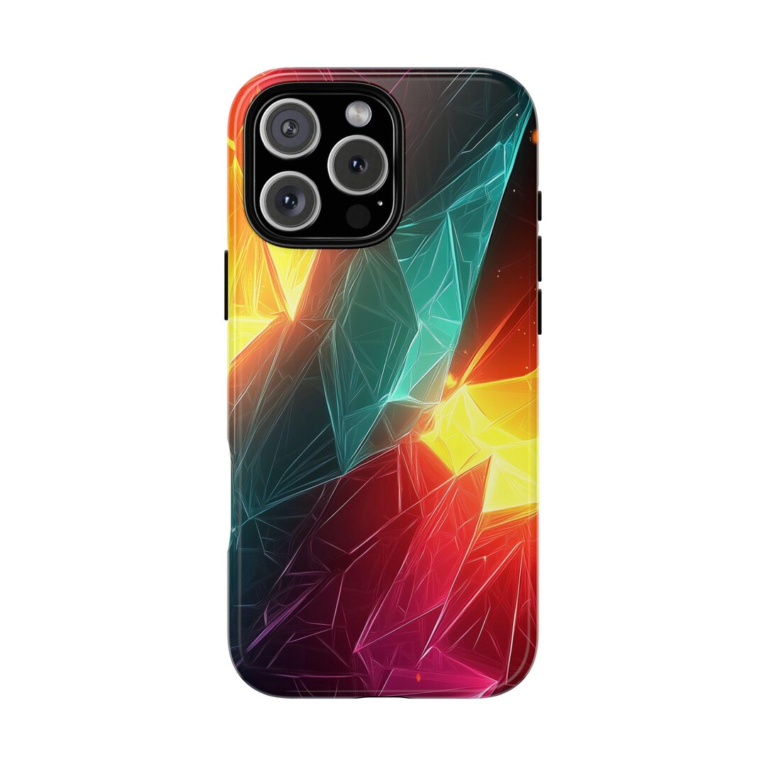 Neon Shard Explosion Prism Crystal Energy Art Phone Case for iPhone 16 ...