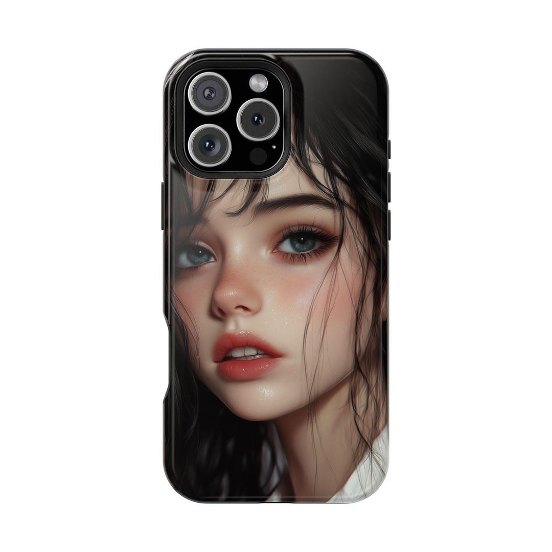 Beauty Anime Girl Jet Black Hair Phone Case for Iphone, Galaxy, Pixel ...