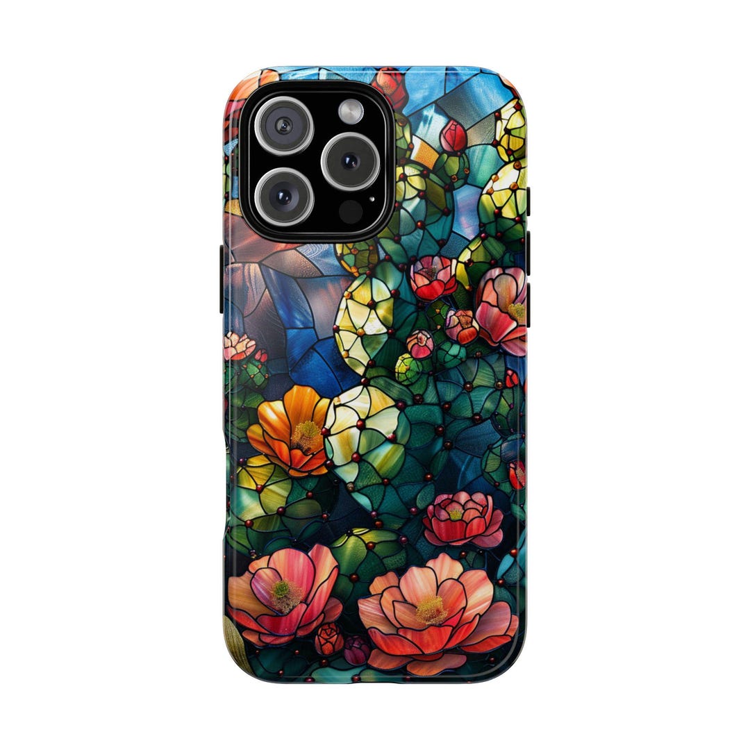 Stained Glass Cactus Phone Case, Desert Flower Plant Phone Case: Iphone ...