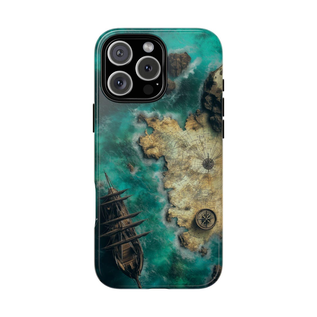 Pirate Ship Island World Compass Ocean Map Phone Case: Iphone, Galaxy ...