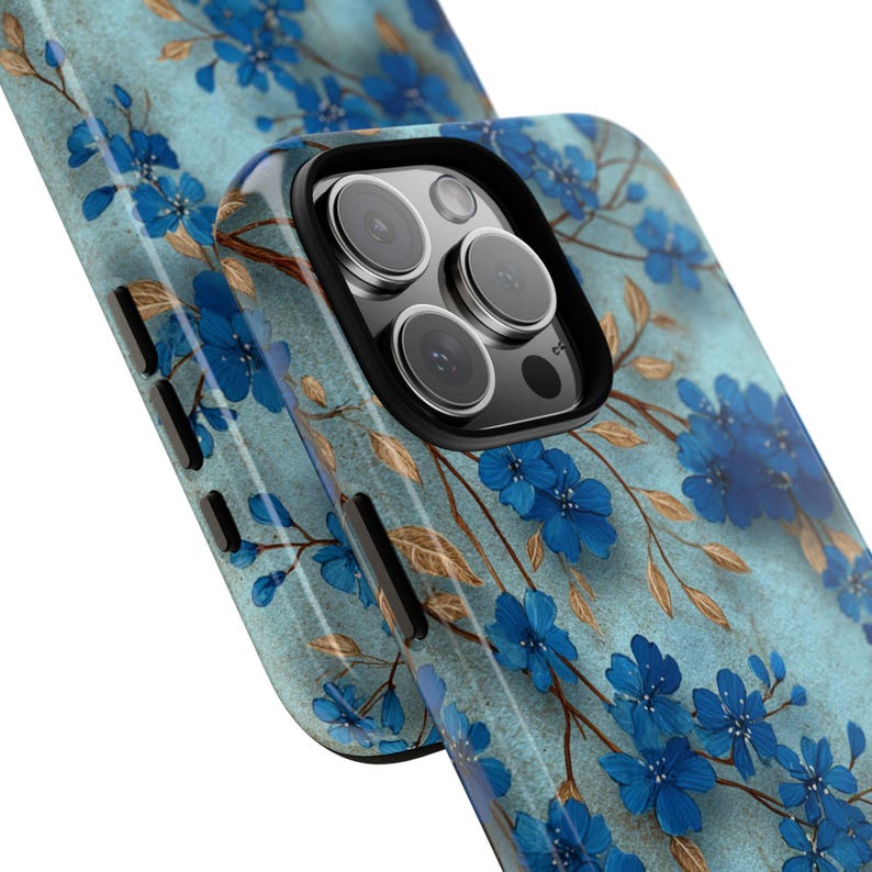 Baby Blue Tea Flowers Phone Case | Dual Cover | Lifetime Warranty - Etsy