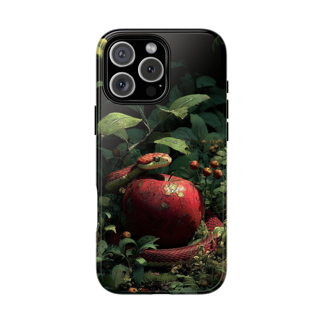 Phone Ink: Galaxy, Pixel, iPhone Case - Red Apple Serpent Snake Forest ...