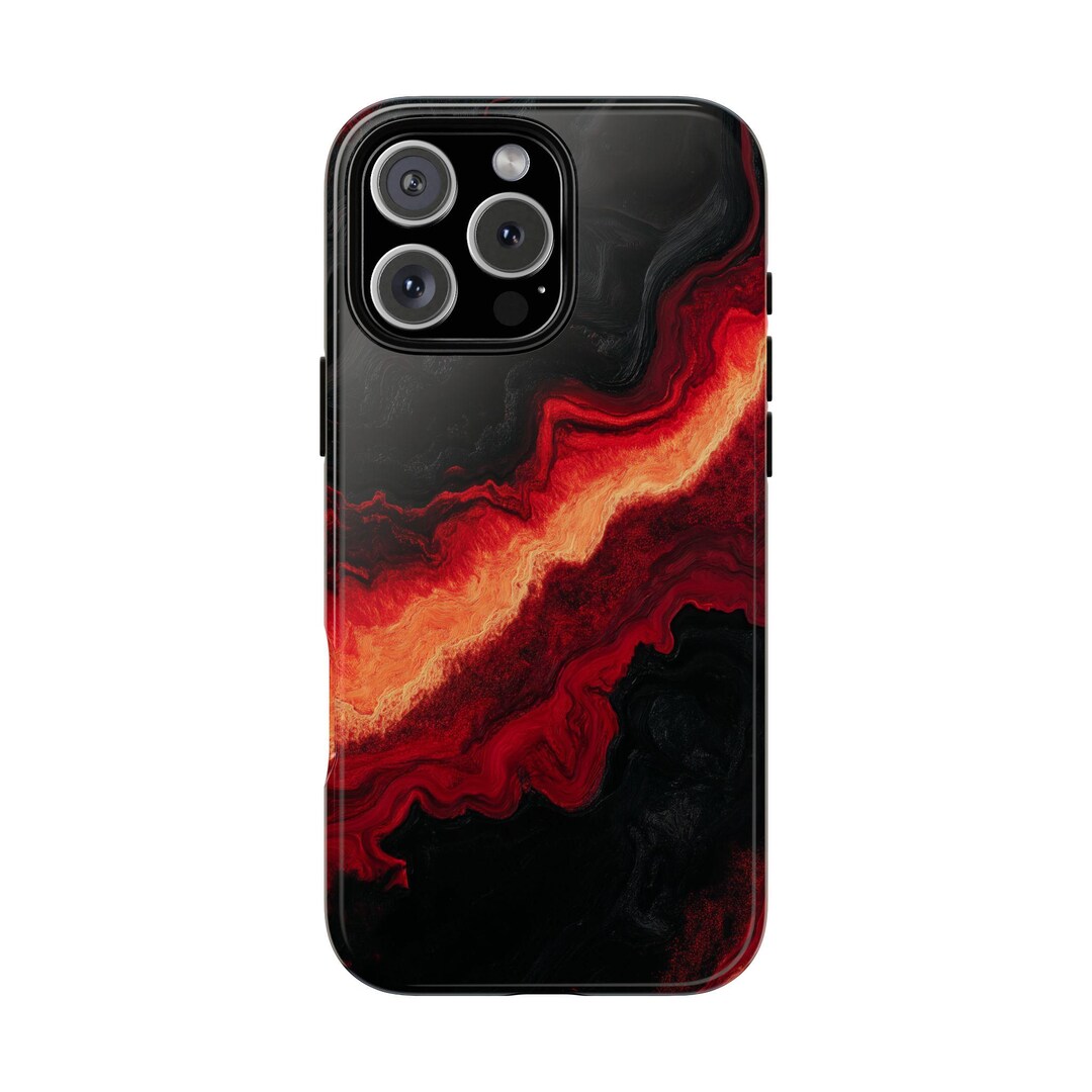 Black Red Molten Lava Hydro Dip Liquid - Phone Case for iPhone 16 16e ...