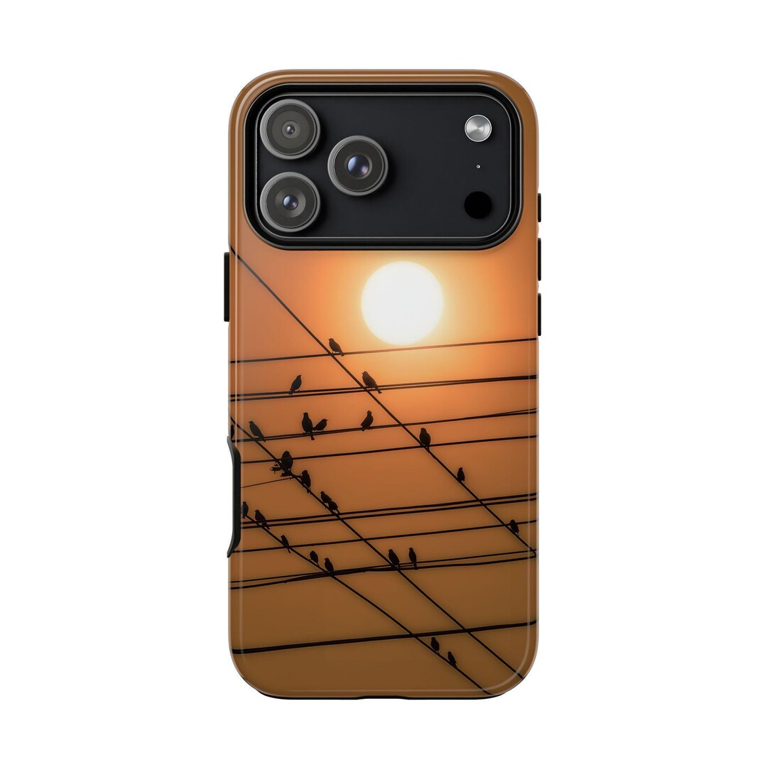 Sparrow Birds Power Lines Amber Sun Shockproof Case: iPhone | Galaxy ...