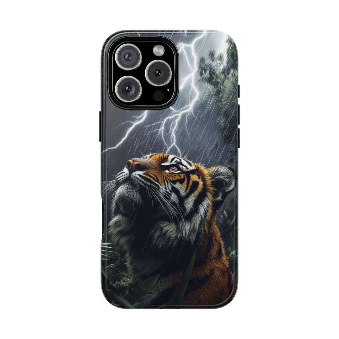 Thunderstorm Bengal Tiger Jungle Rain Phone Cover Case for iPhone 16 15 ...