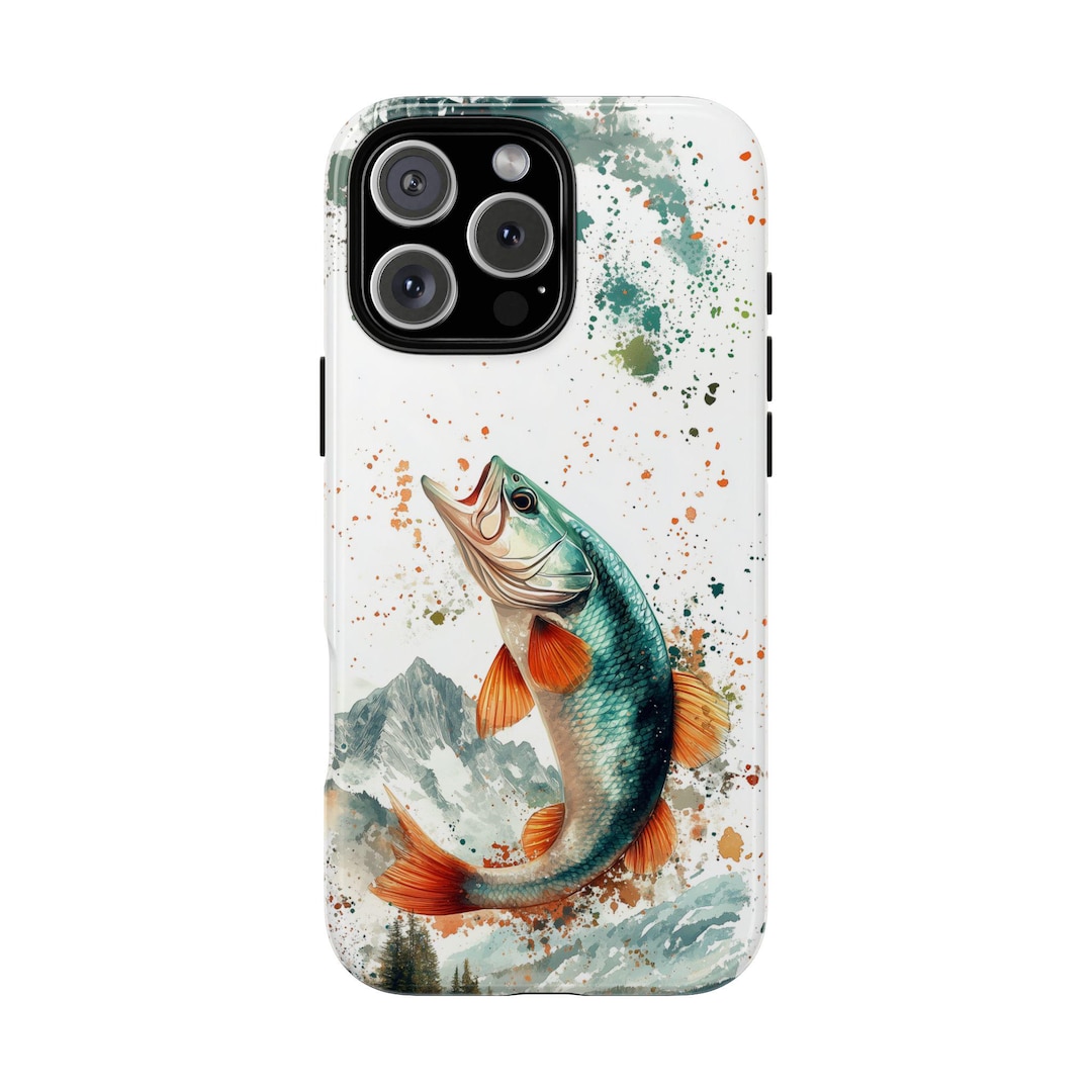 Bass Fish Abstract Green Orange Fishing Phone Case for Iphone, Galaxy ...