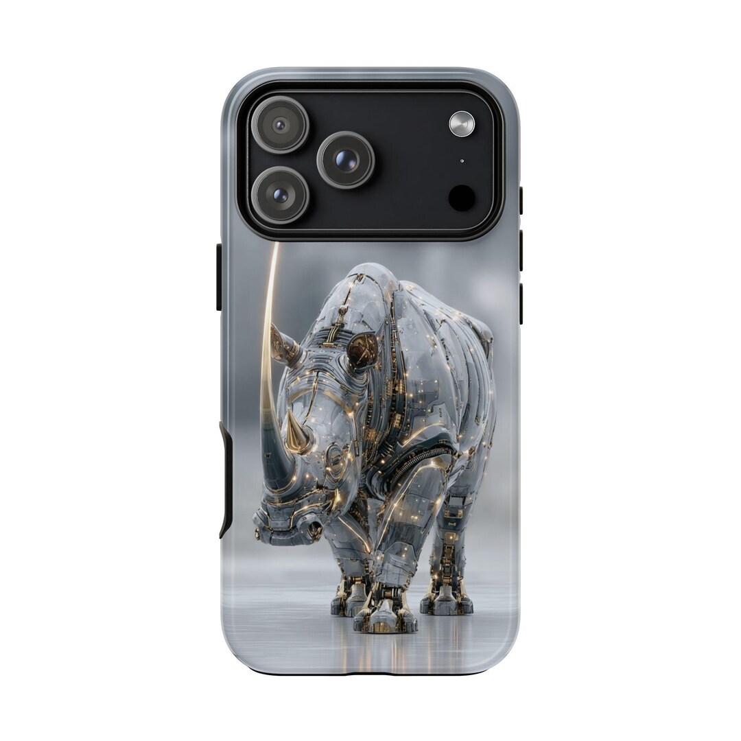 Cybernetic Rhino Robot Phone Case: Magsafe Options, Dual Shockproof ...
