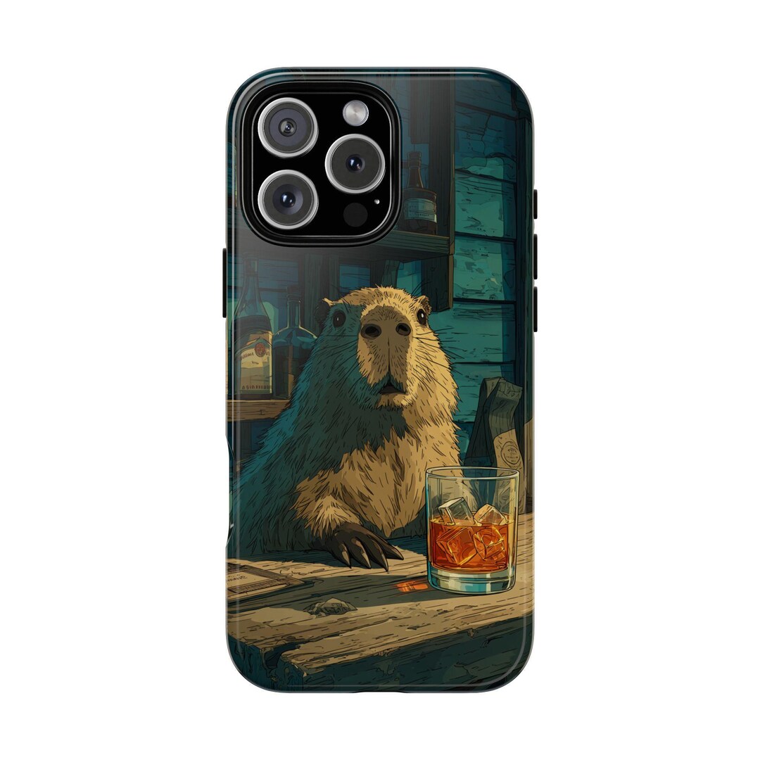 Capybara Drinking Whiskey Bar - Phone Case for iPhone 17 16 16e 15 14 ...