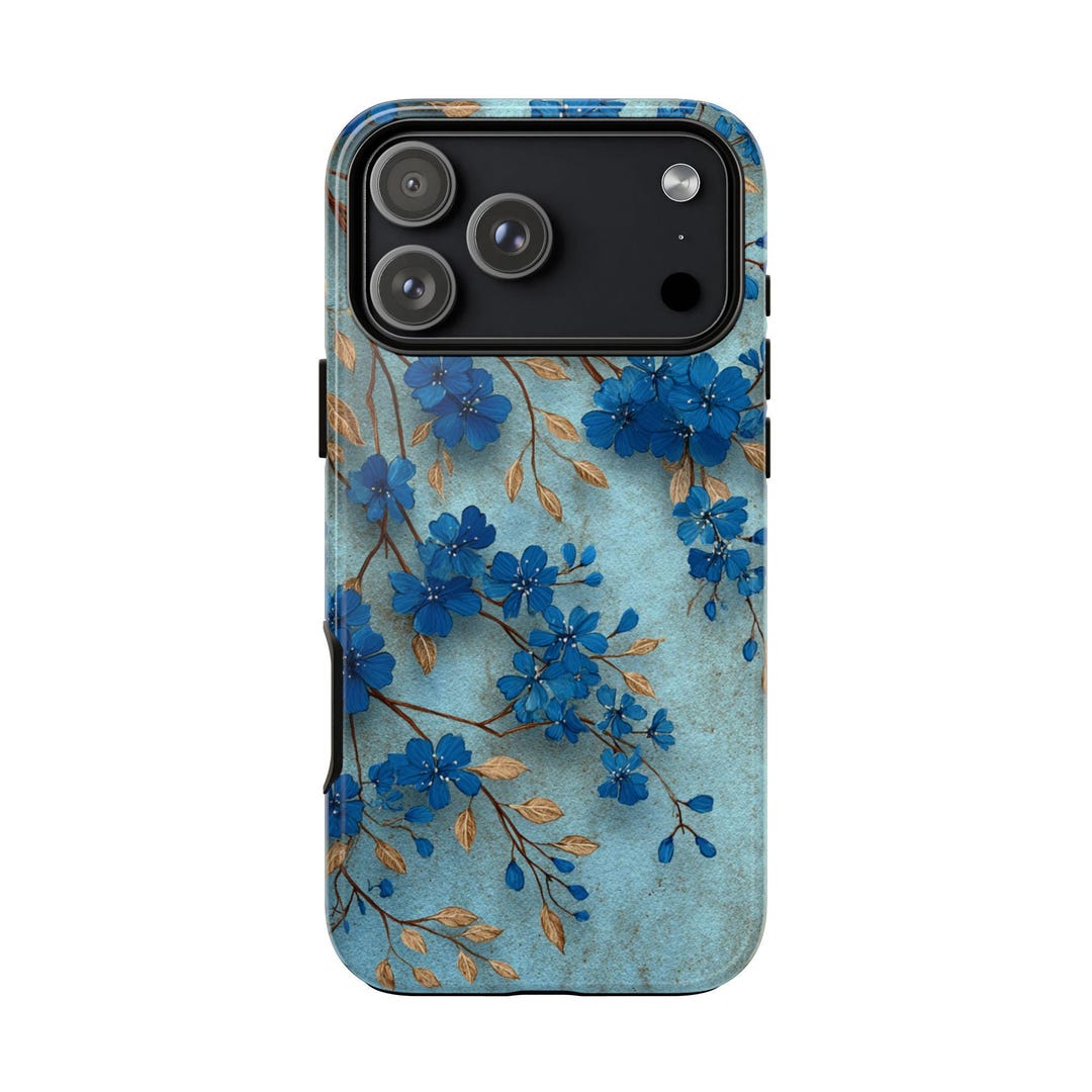 Baby Blue Tea Flowers Phone Case | Dual Cover | Lifetime Warranty - Etsy