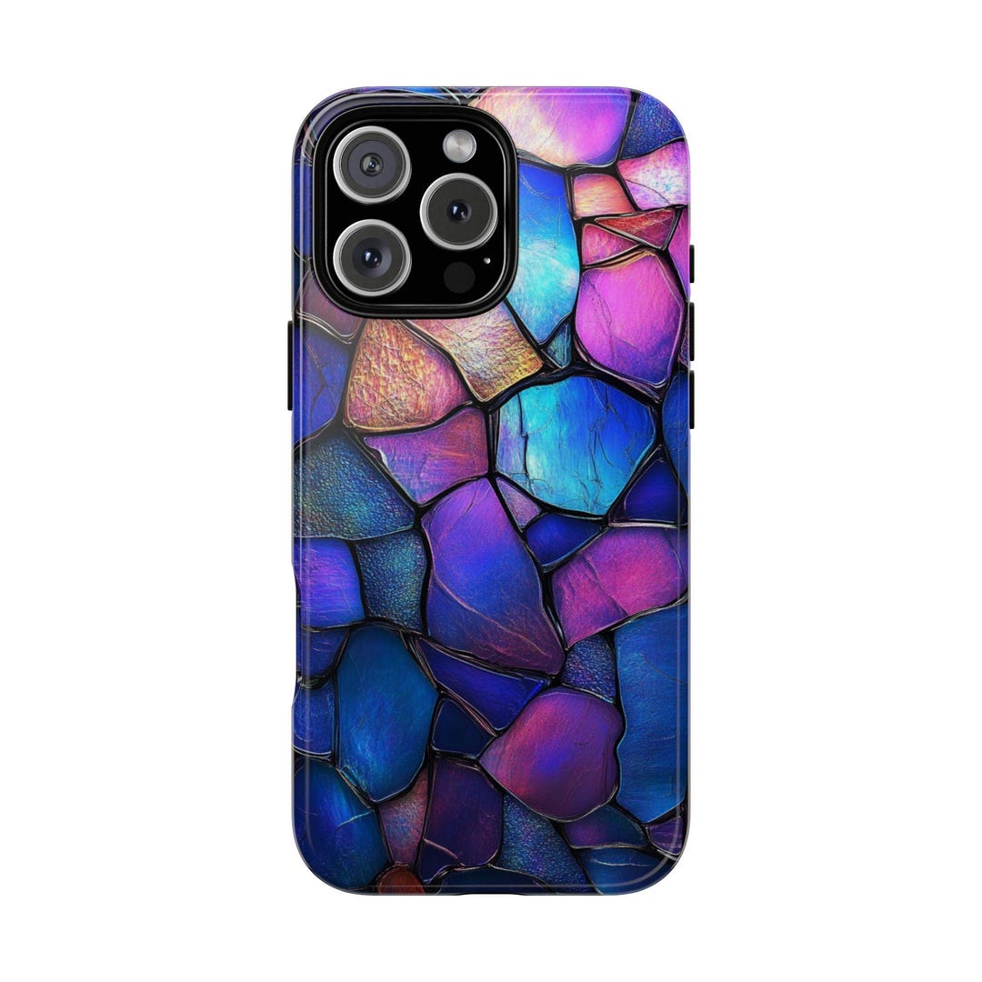 Iridescent Holographic Rock Glass Purple Teal - Case for iPhone 17 16 ...