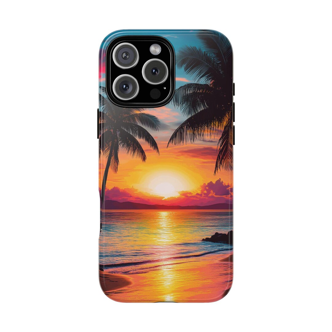 Tropical Sunset Iridescent Beach Palm Tree Phone Case: Iphone, Galaxy ...