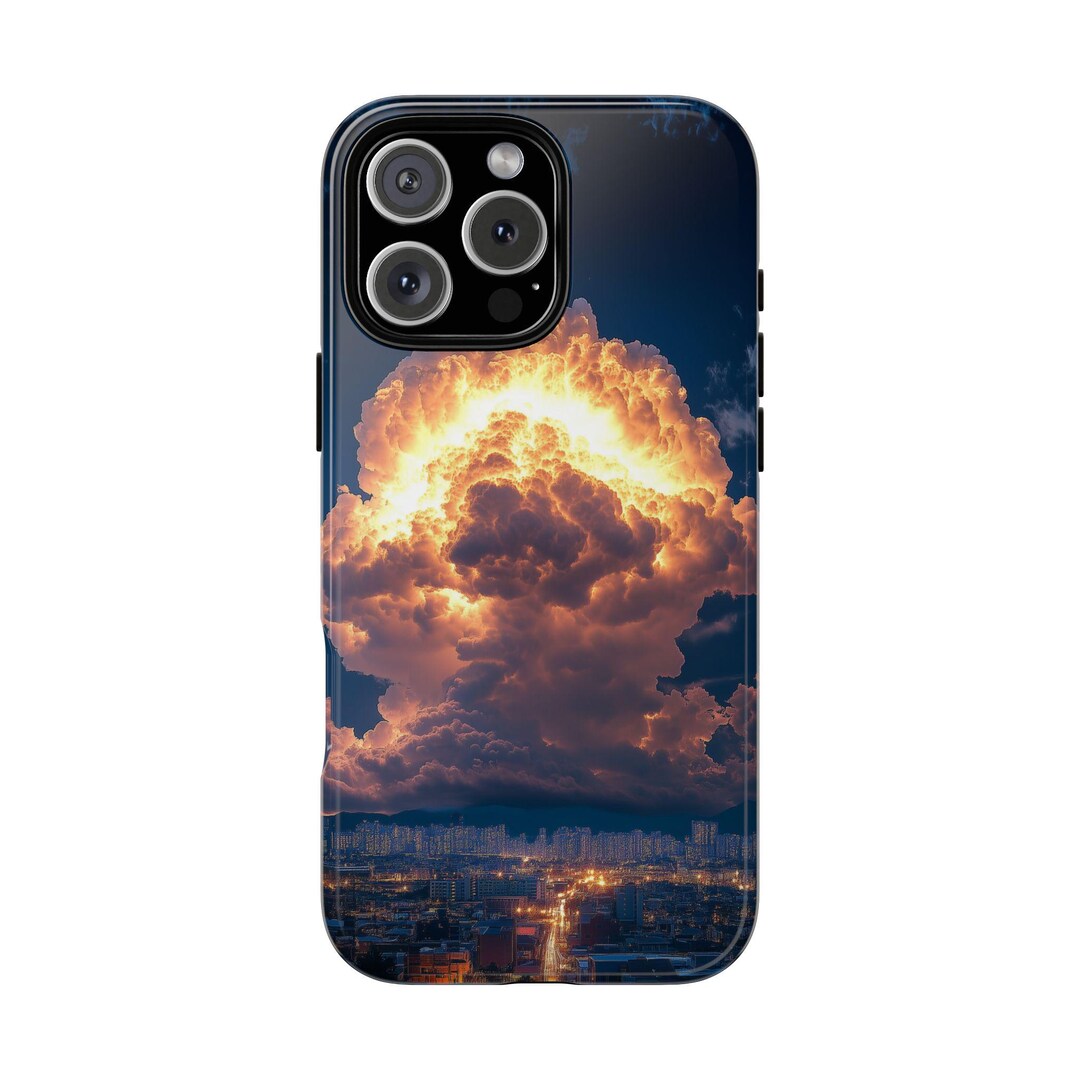 Cumulus Cloud Over City Night Sky - Phone Case for iPhone 16 16e 15 14 ...