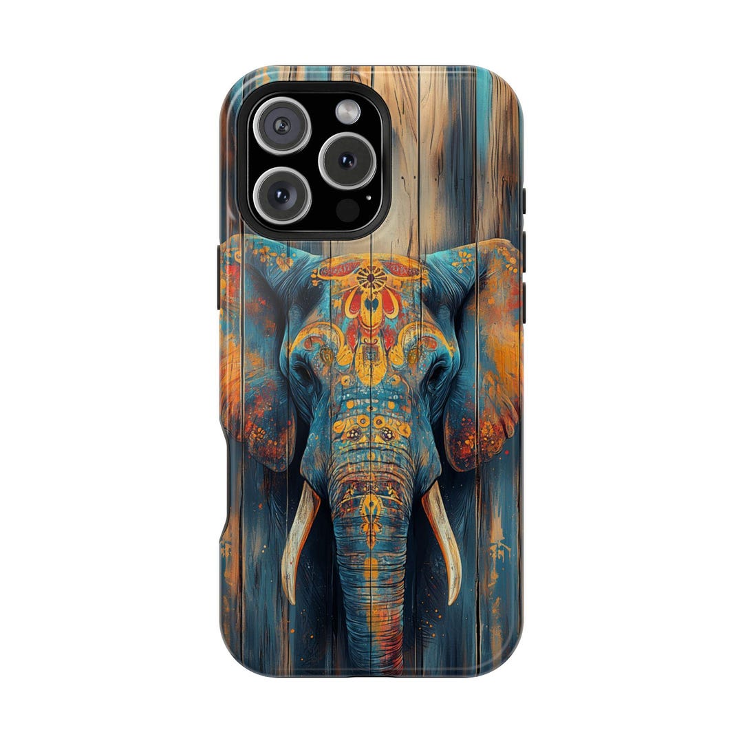 Elephant Wooden Art Wall Phone Case for iPhone 16 15 14 13 | Magsafe ...