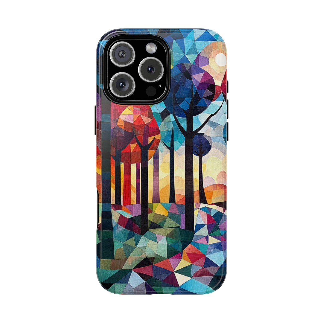 Colorful Geometric Forest Polygon Art Trees - Phone Cover Case for ...
