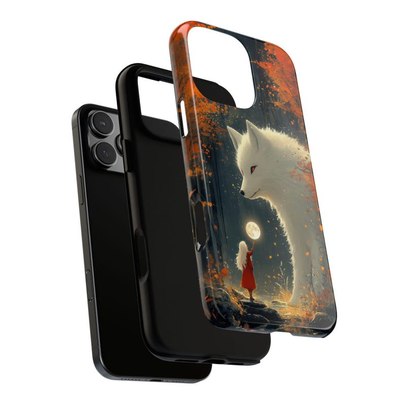 Arctic Fox Girl Moon Forest Art Phone Case, Personalized, Wireless ...