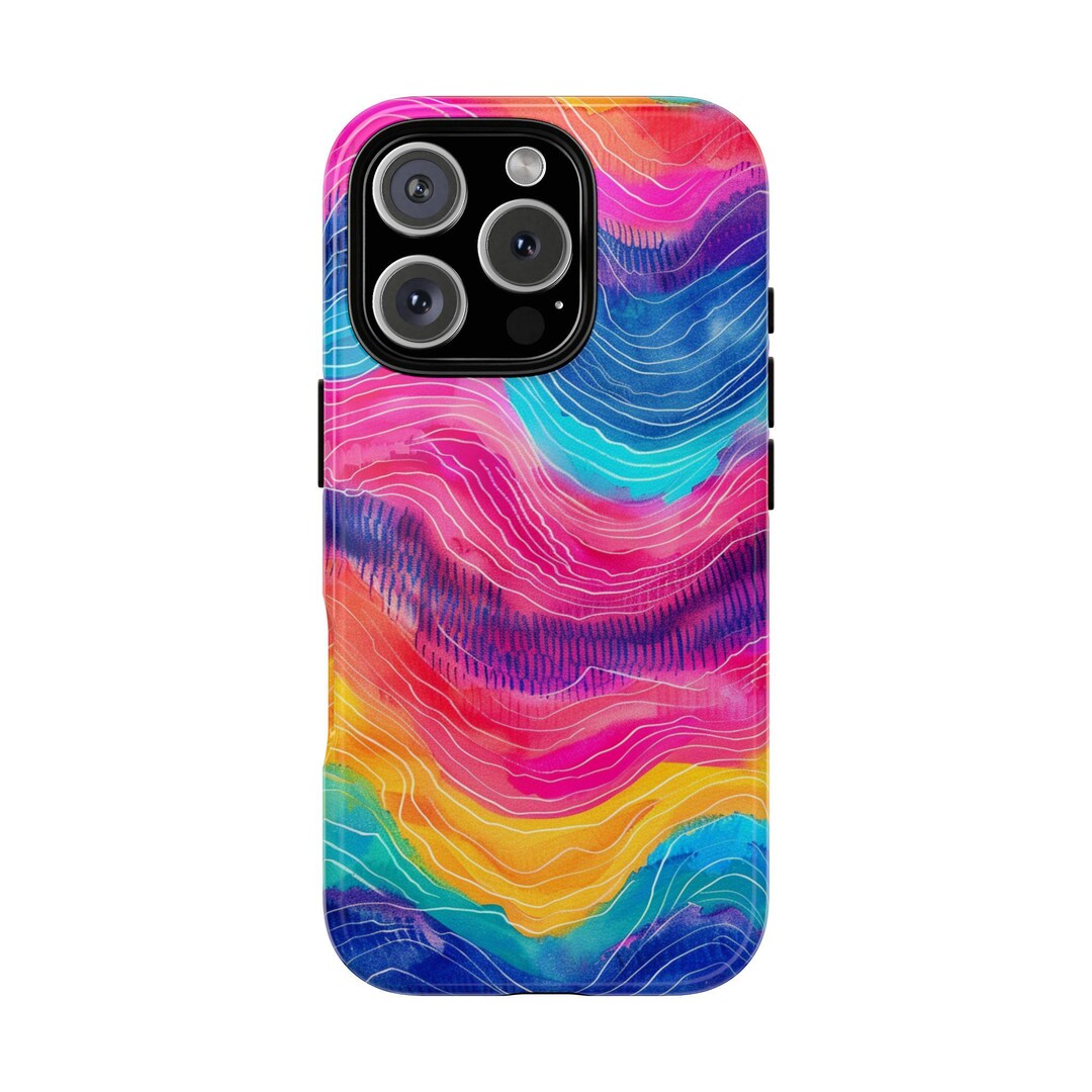 Seismic Waves Multicolor Spectrum Sine Waves Pattern Phone Case for ...