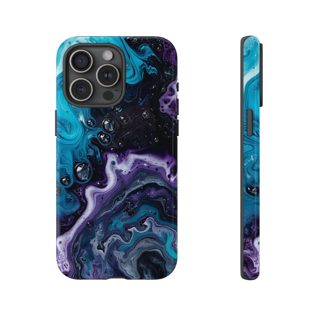 Purple Blue Ink Hydro Dipped Liquid Slime Phone Case for iPhone 16 16e ...