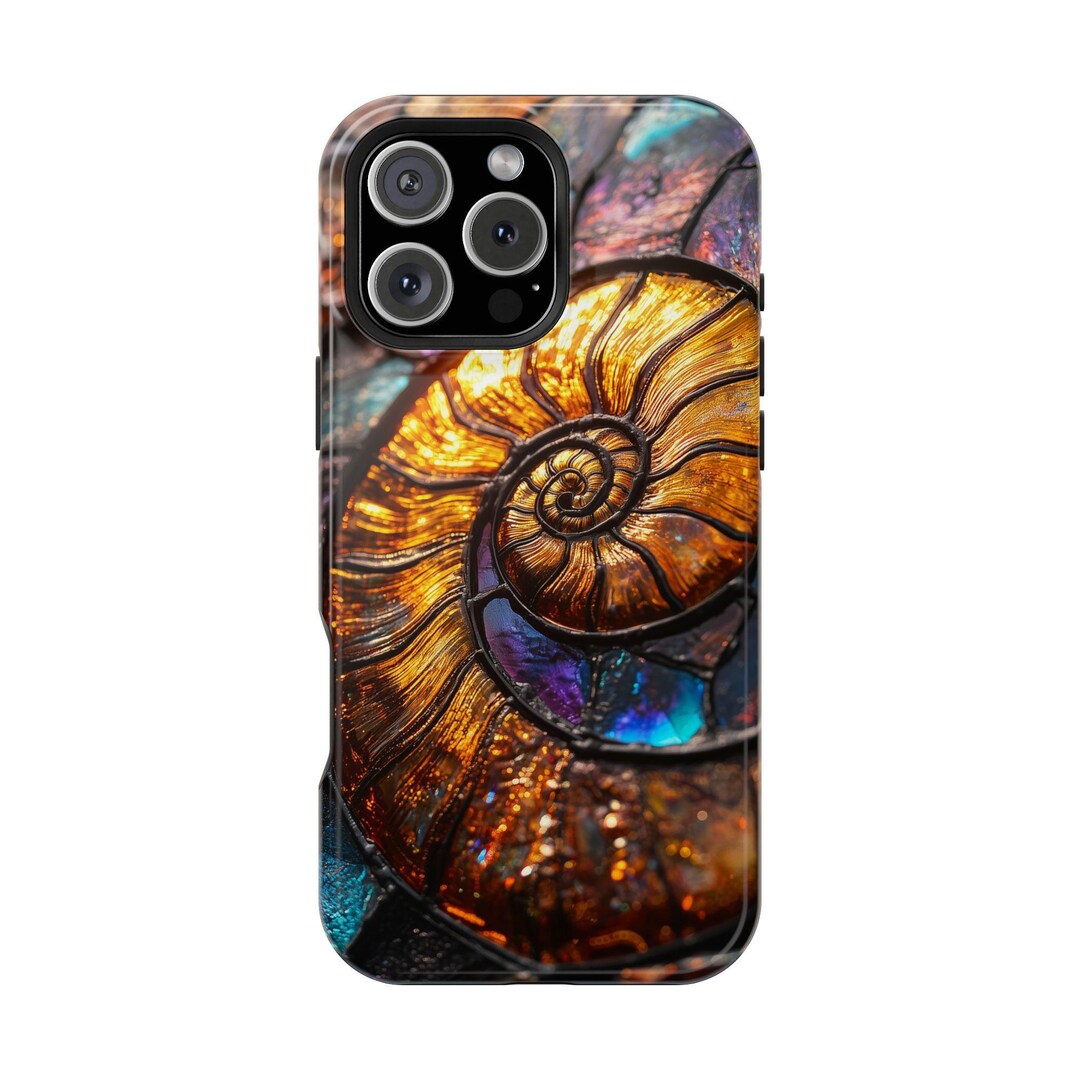 Iphone, Galaxy, Pixel - Iridescent Ammonite Fossil Stained Glass Phone ...