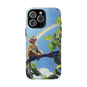 Monkey Sunny Sky Rainbow Rain Custom Cover Phone Case for iPhone ...