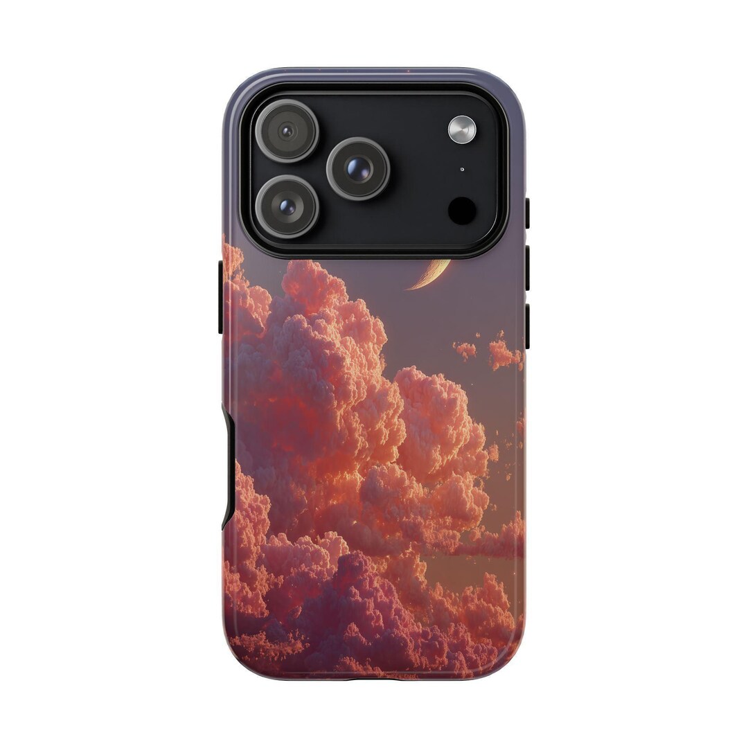 Pastel Pink Clouds Crescent Moon Case: Iphone, Samsung Galaxy, Pixel ...