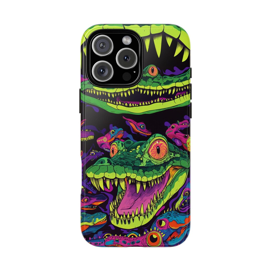 Miami Psychedelic Crocodile Paint Alligator Phone Case for iPhone 16 ...