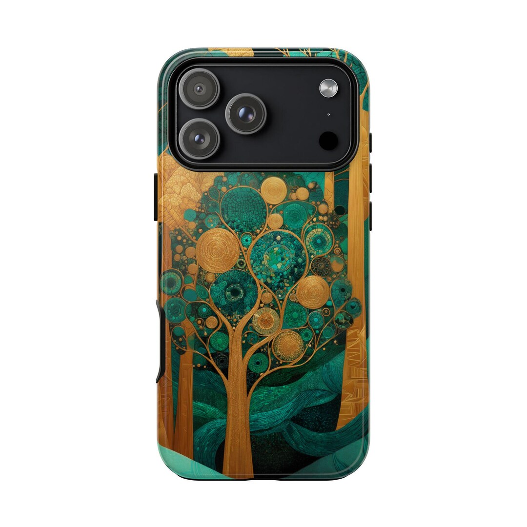 Emerald Klimt Green Forest Trees Phone Case for iPhone 17e 17 16e 16 14 ...