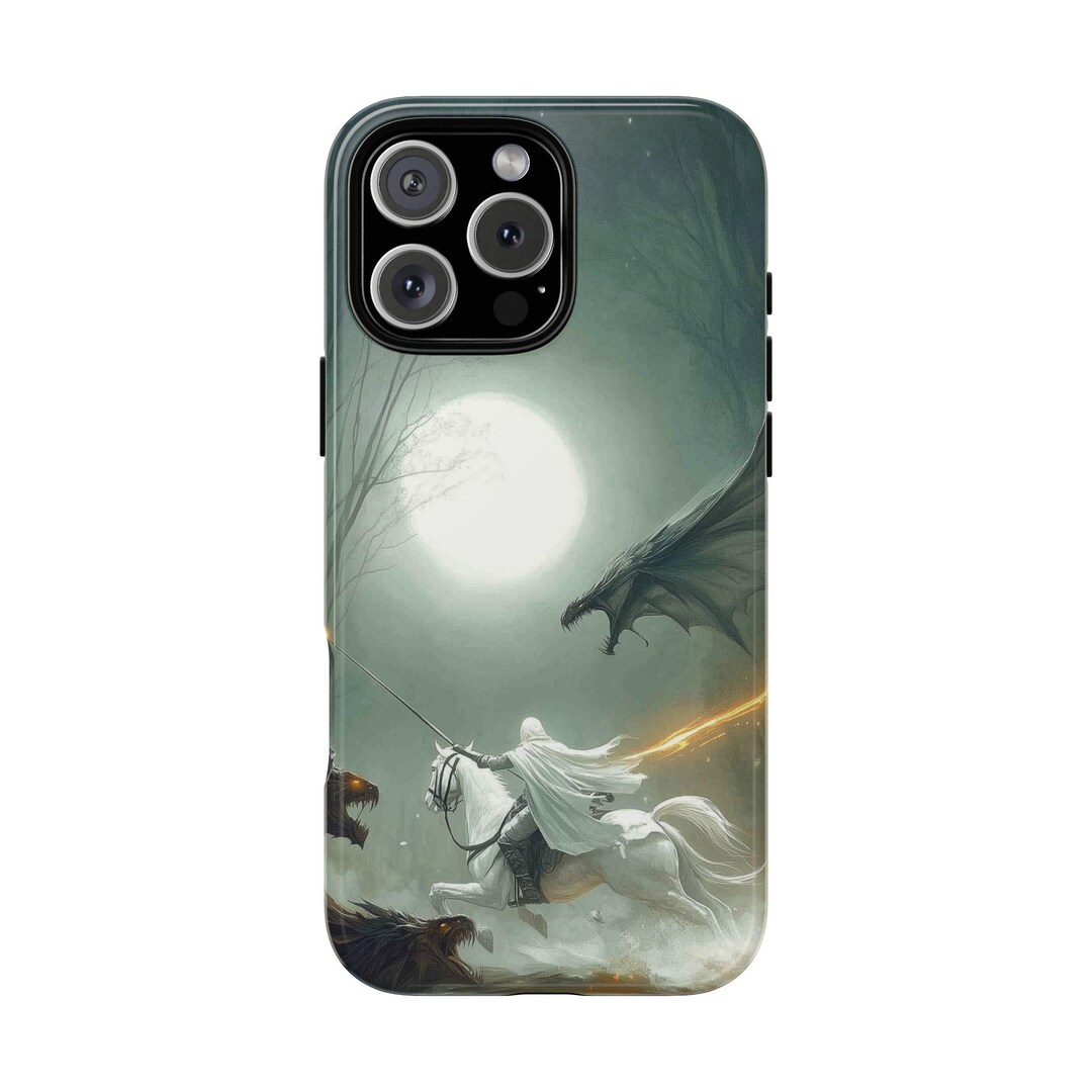 Lifetime Warranty - Medieval White Knight Shadow Dragon - Phone Case ...