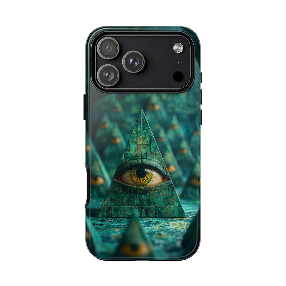 Green Pyramids Abstract Eye Phone Case: Personalized, Wireless Charging ...