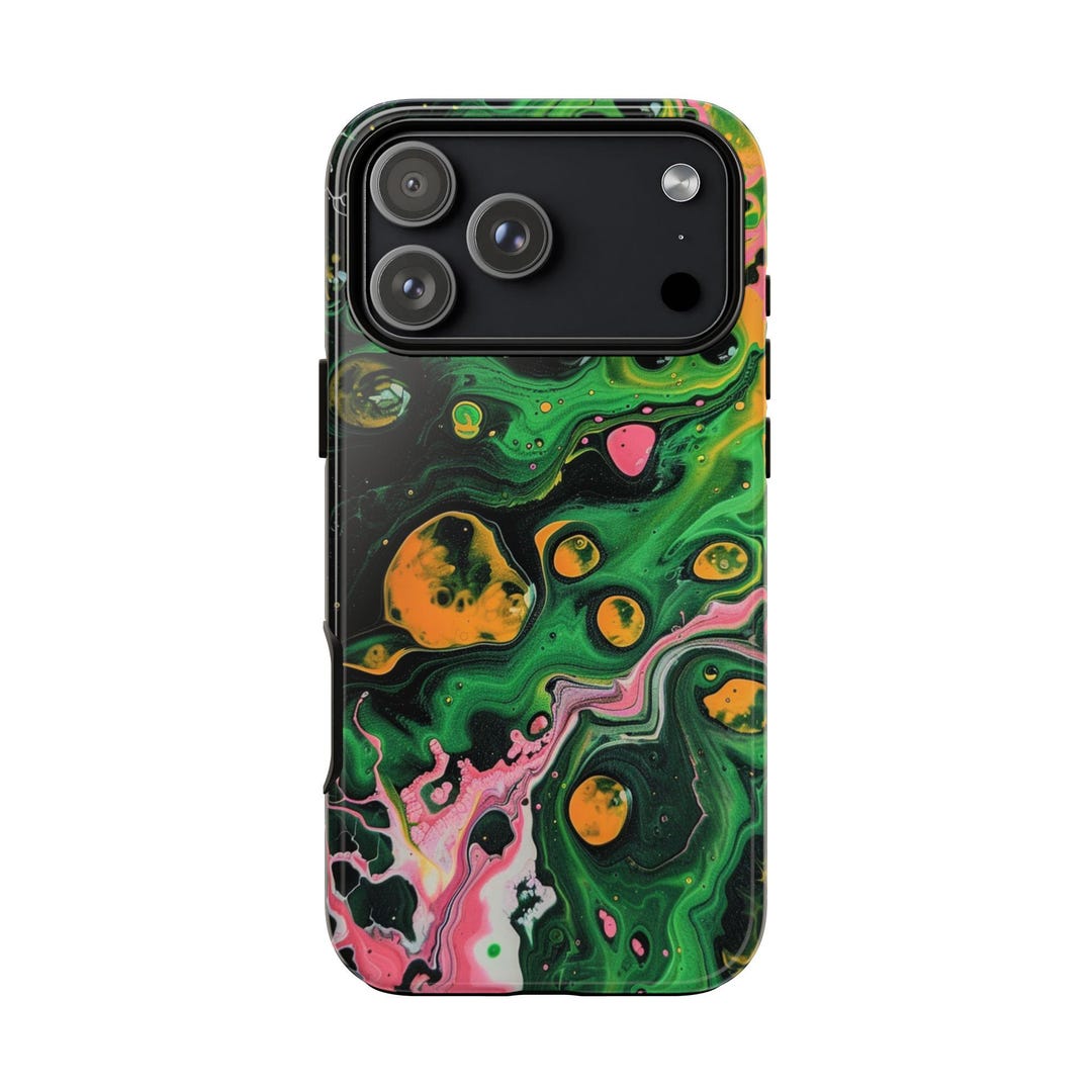 Green Yellow Abstract Hydro Drip Liquid Phone Case: iPhone Magsafe 17 ...