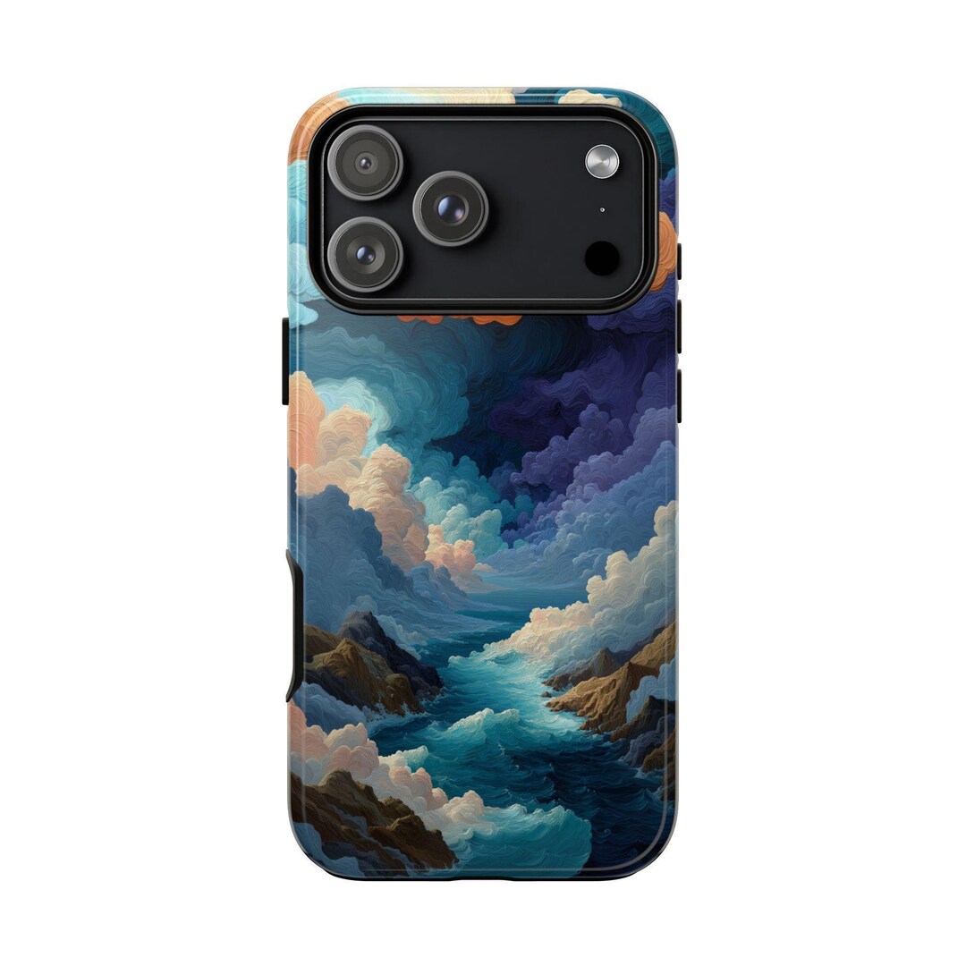 Turbulent Sea Purple Teal Abstract Phone Case for iPhone 17 16 15 14 13 ...