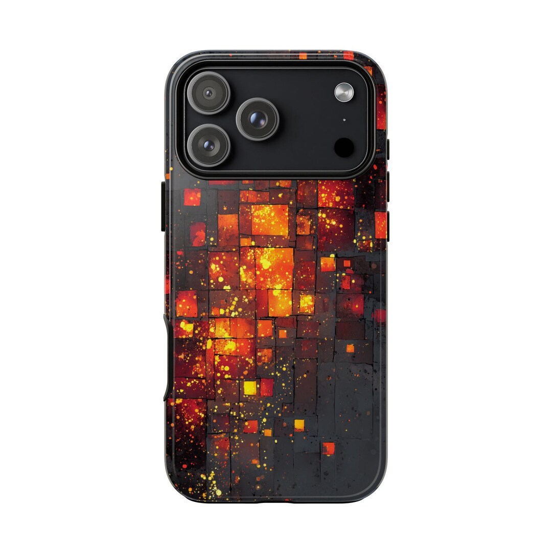 Amber Abstract Fiery Red Orange Grid Phone Case | Iphone, Galaxy, Pixel ...