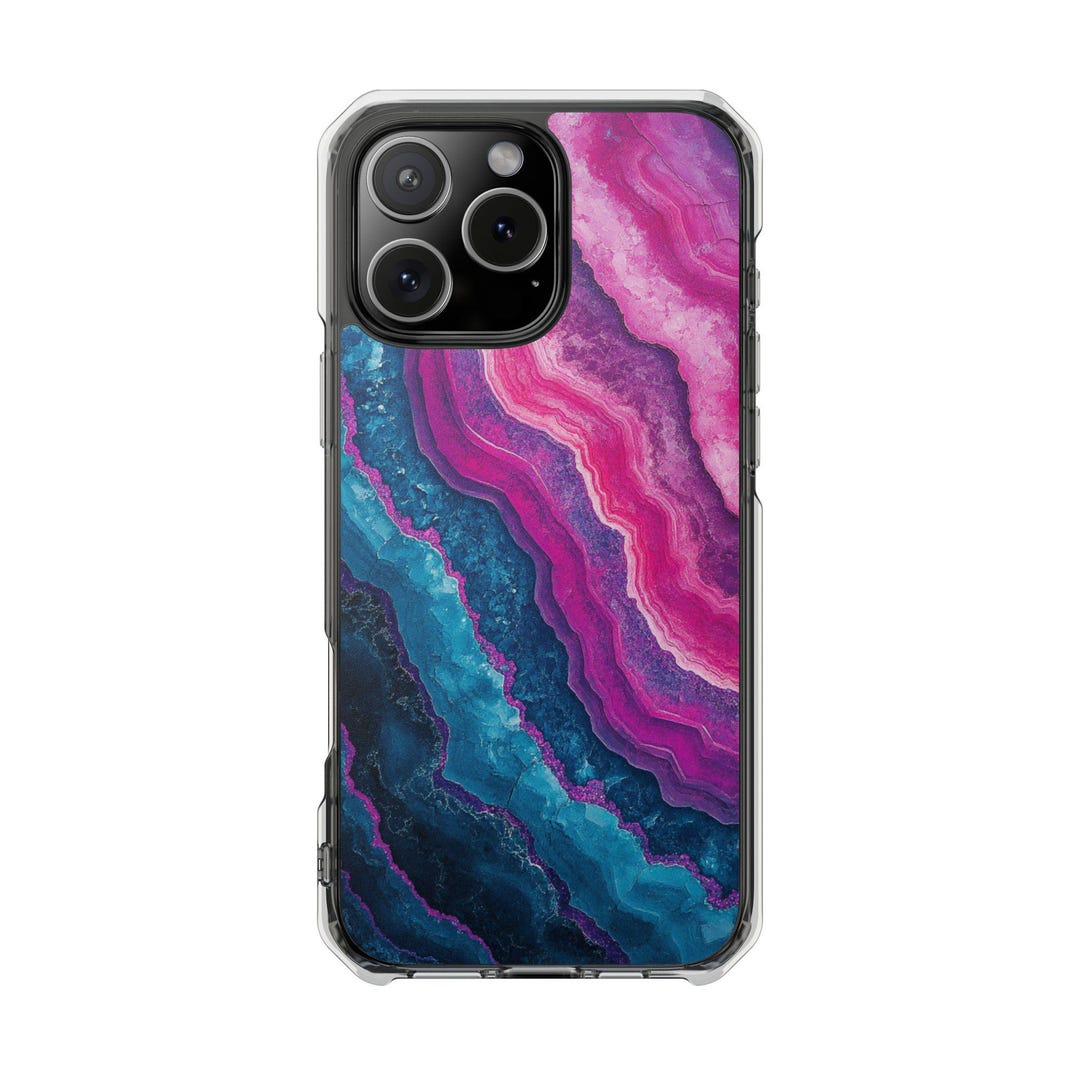 Pink Turquoise Wavy Geode Rock Slice Cover Flexible TPU Phone Case for ...