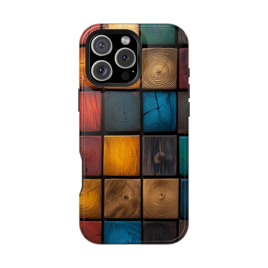 Wooden Block Pattern Vibrant Colors Phone Case: Iphone, Galaxy, Pixel ...