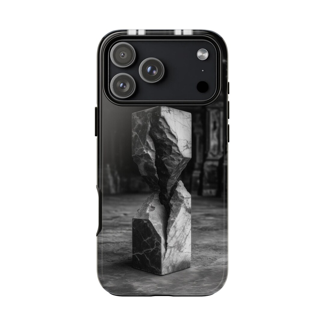 Stone Pillar Obsidian Marble Art Cover Phone Case for iPhone 17 16 15 ...