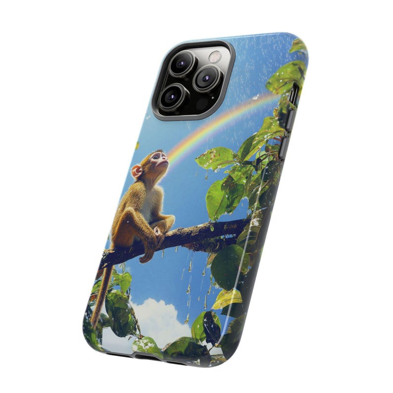 Monkey Sunny Sky Rainbow Rain Custom Cover Phone Case for iPhone ...
