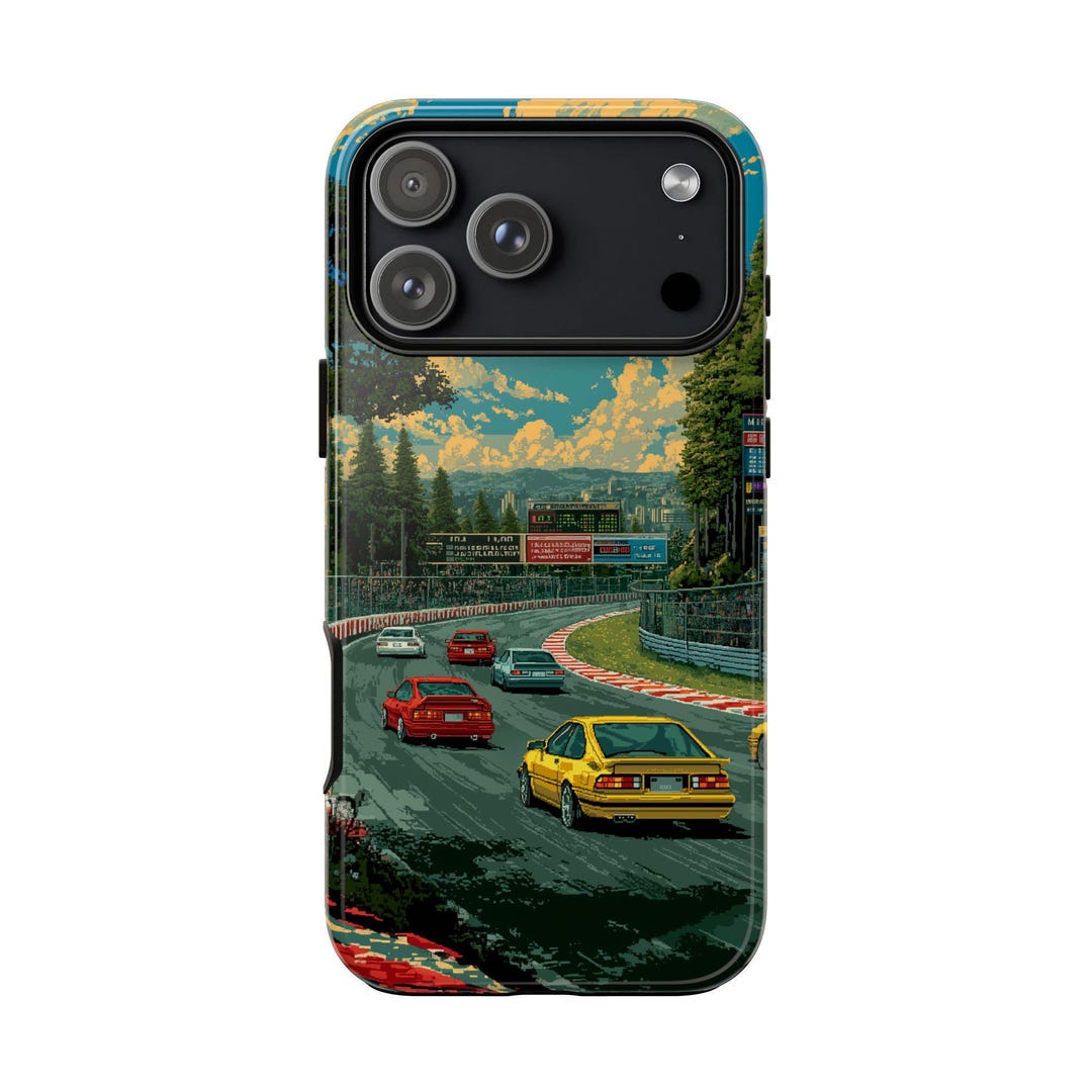 8 Bit Car Race Video Game Art Phone Case | Tough Slim Cover: iPhone 17 ...