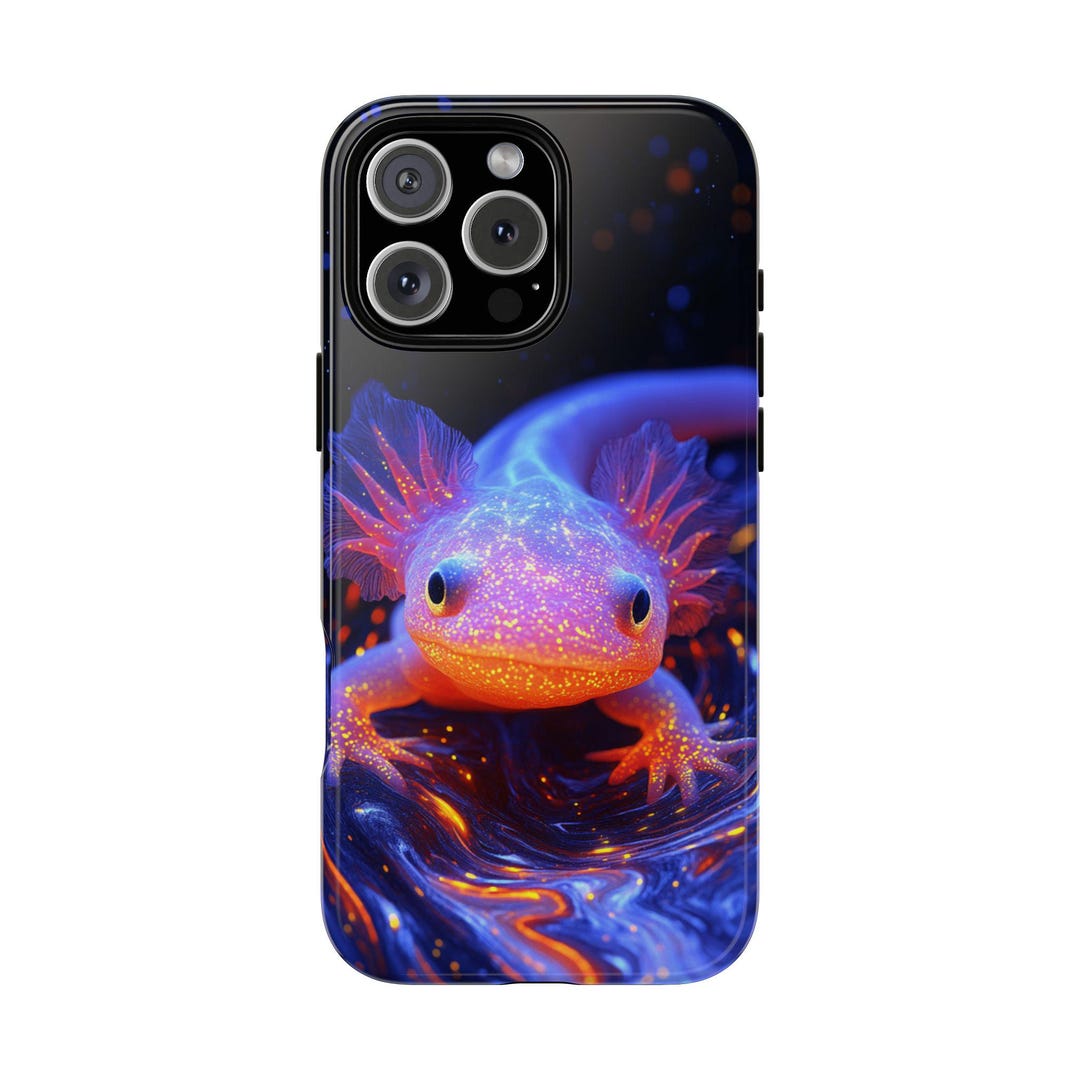 Axolotl Salamander Neon Glow Hydro Dip Phone Case for iPhone 16 15 14 ...