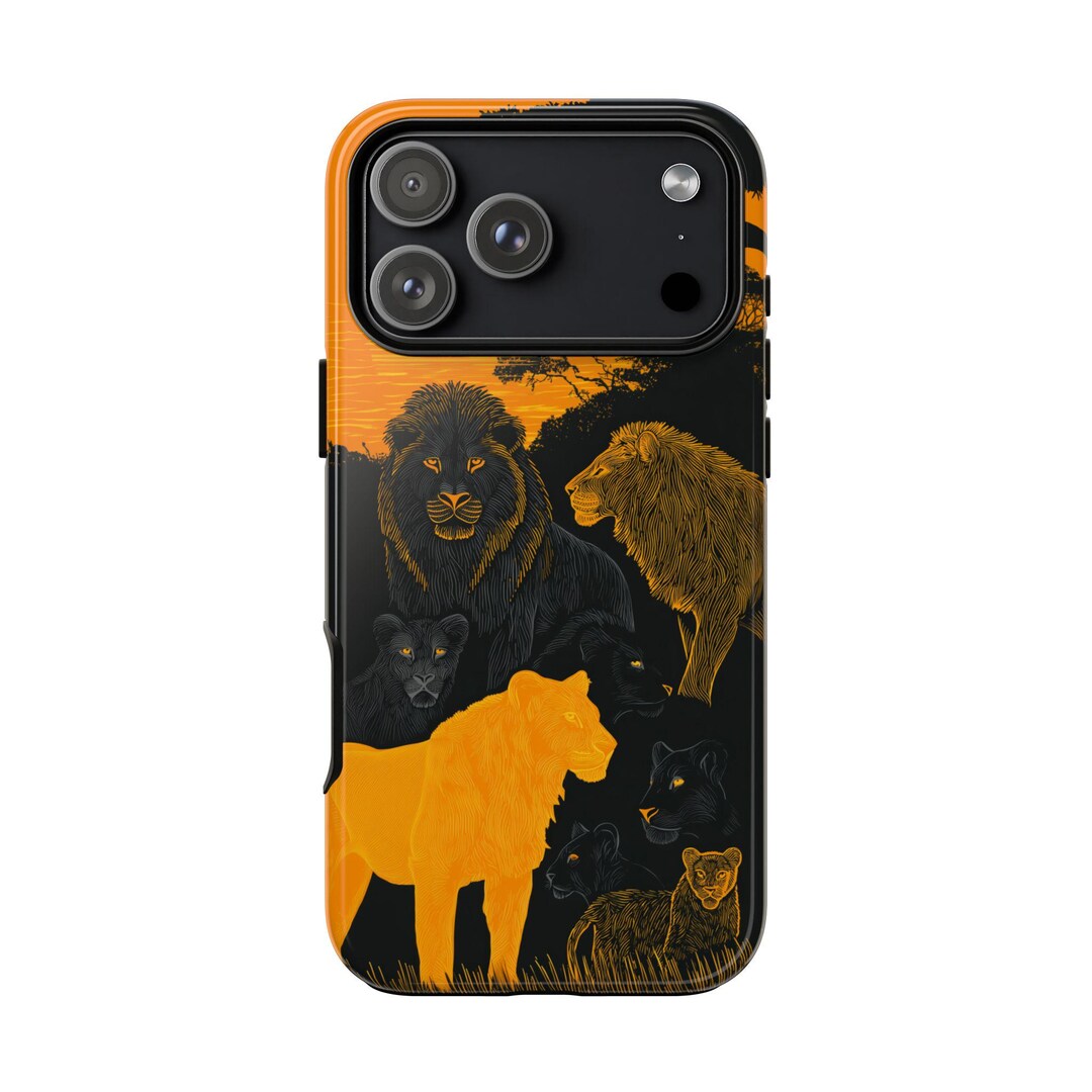 IPhone | Galaxy | Pixel - Phone Ink Case | Safari Lions Gold Black ...