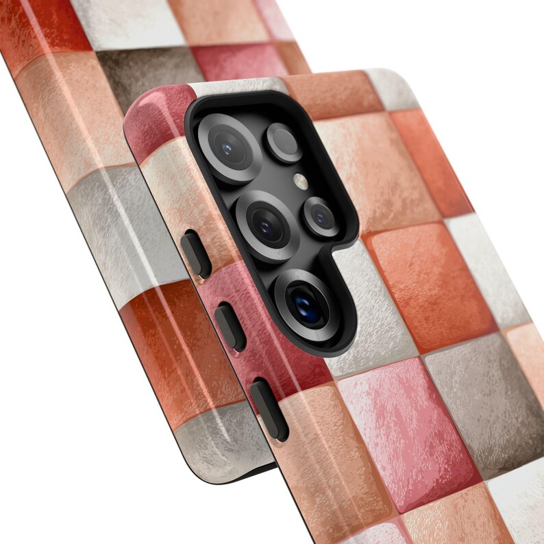 Iphone, Galaxy, Pixel - Pastel Checkerboard Peach Brown Pattern Phone ...