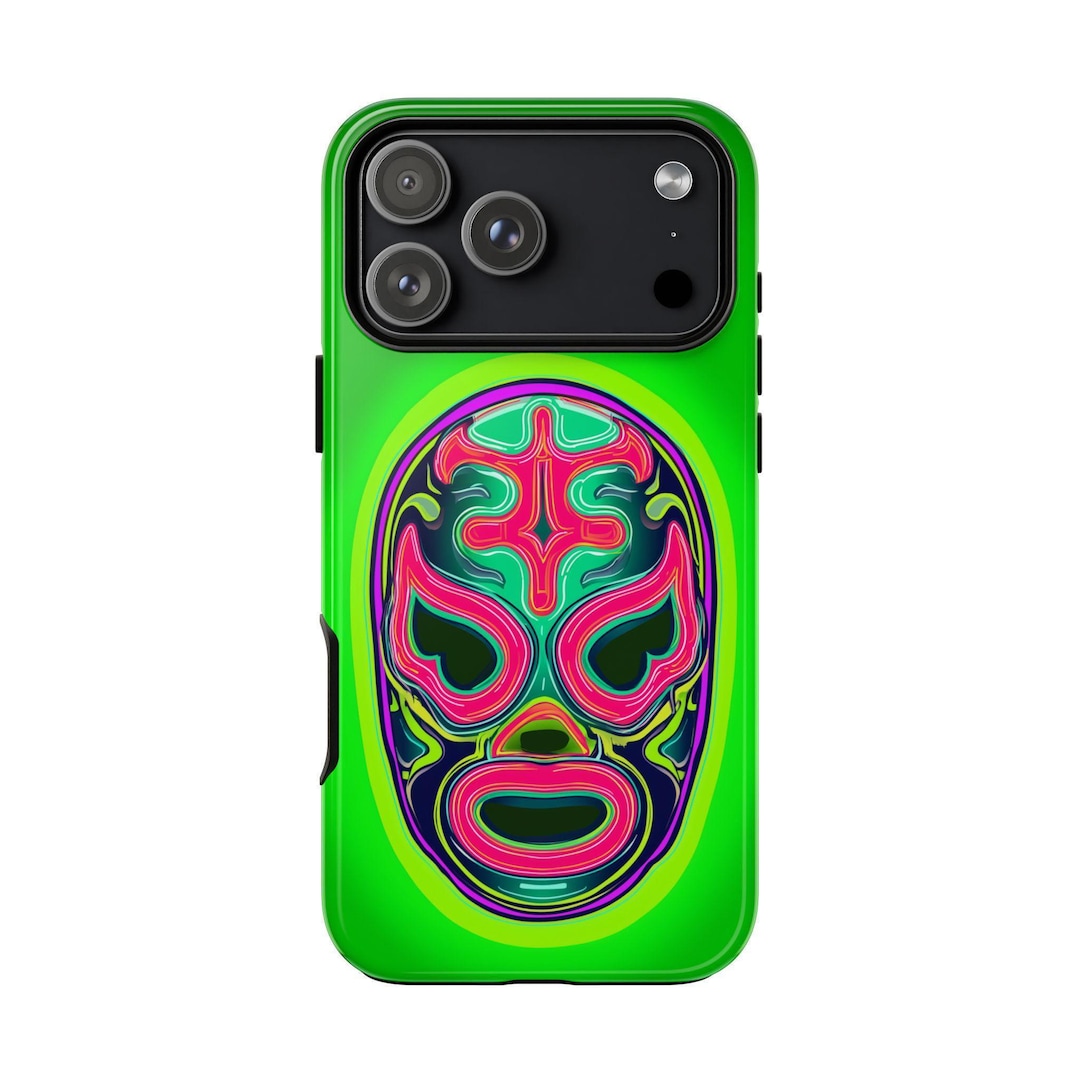 Luchador Mask Pink Neon Green Phone Case: Iphone, Galaxy, Pixel | Tough ...