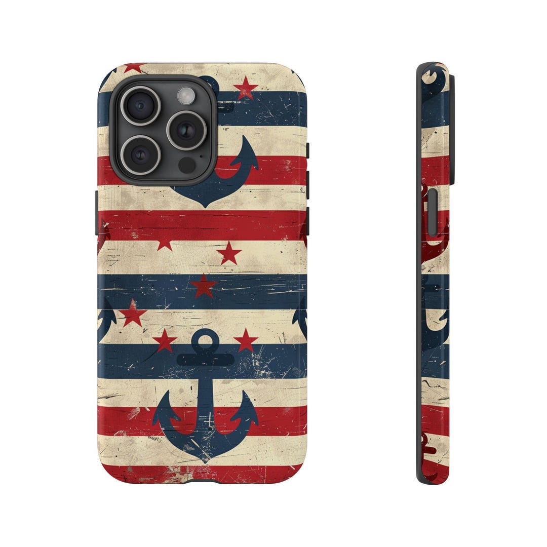 Nautical Sailor Anchor Stripes Marine Phone Case: Iphone, Galaxy, Pixel ...