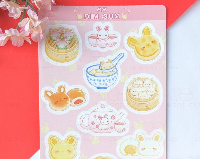 Bunny Dim Sum Sticker Sheet | 4x6 Matte Vinyl Sticker Sheet - Etsy