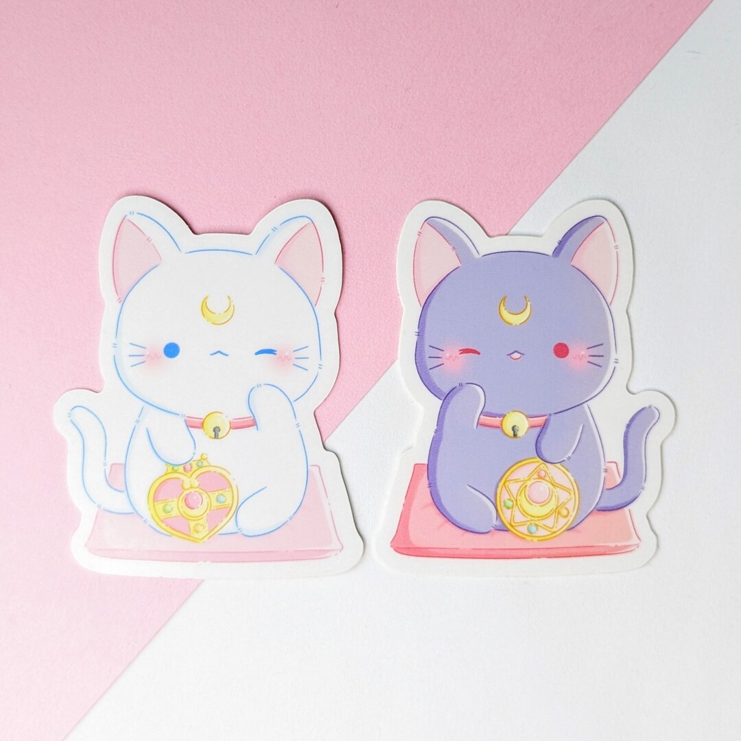 Sailor Moon Luna and Artemis Maneki Neko Stickers Lucky Cat Stickers - Etsy