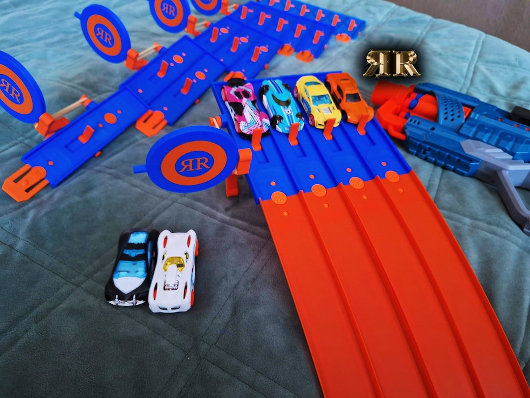 4 Lane Hot Wheels Compatible Car Laucher Kit With NERF Activated Target ...