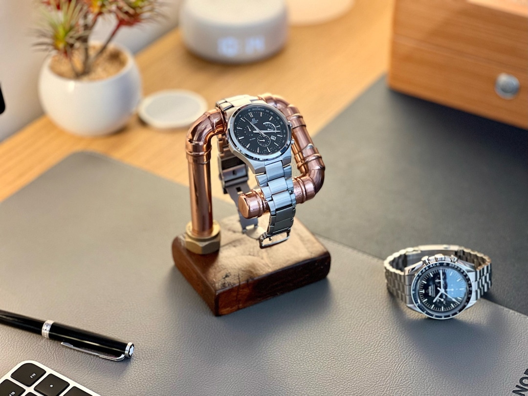 Watch Stand, Copper Pipe & Wood Industrial Style Watch Organiser ...
